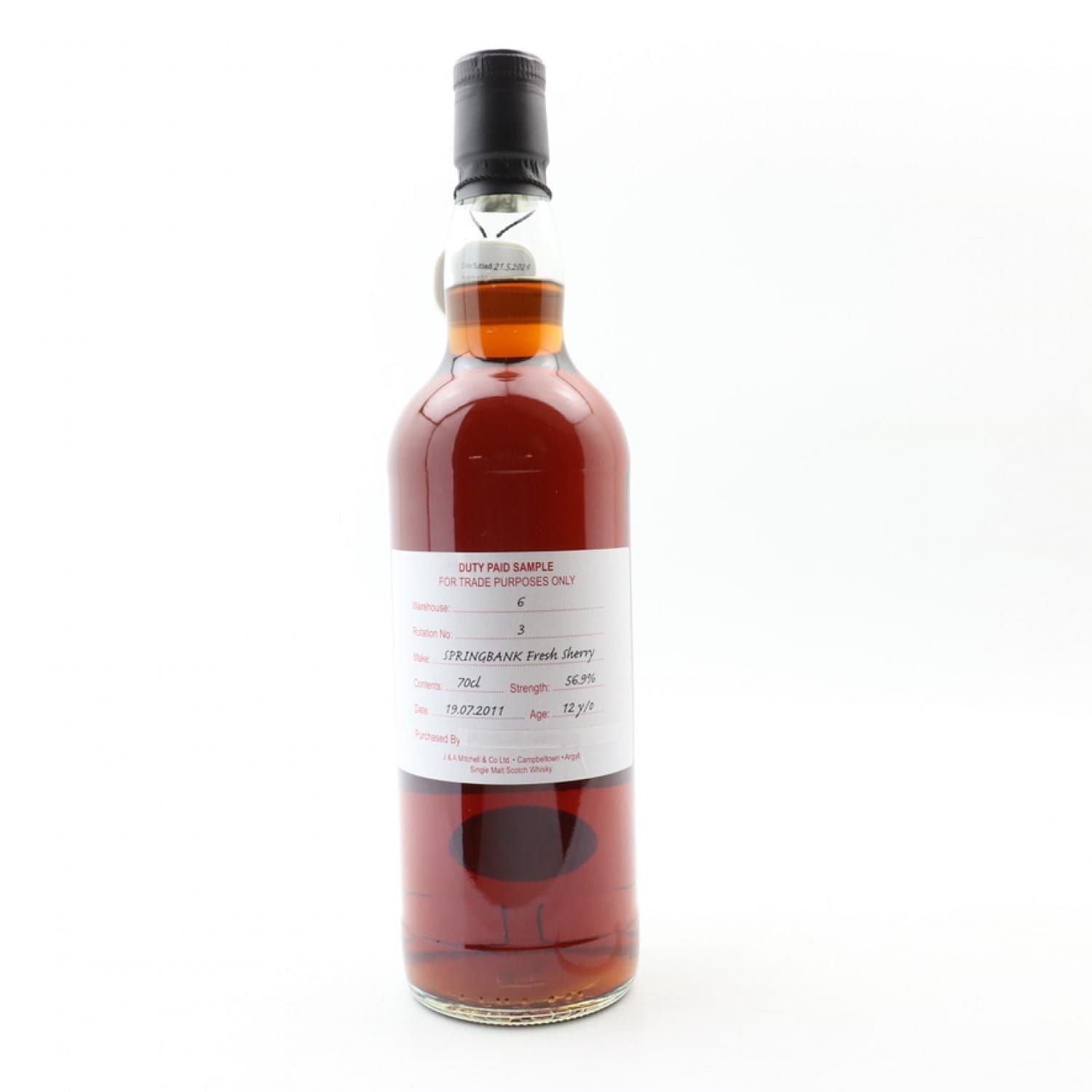 Springbank 12 Year Old 2011 Single Fresh Sherry Cask Cage Bottle Duty ...