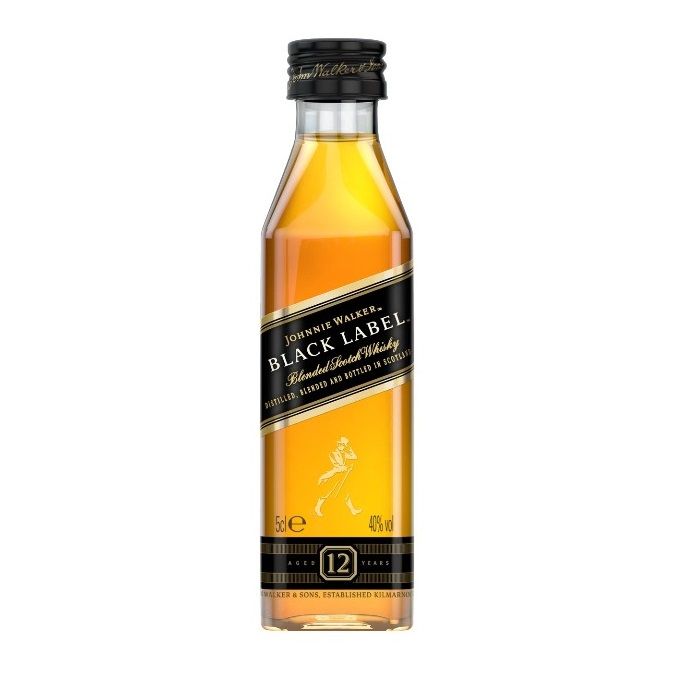 Johnnie Walker Black Label 12 Year Old Blended Scotch Whisky 5cl Minia ...