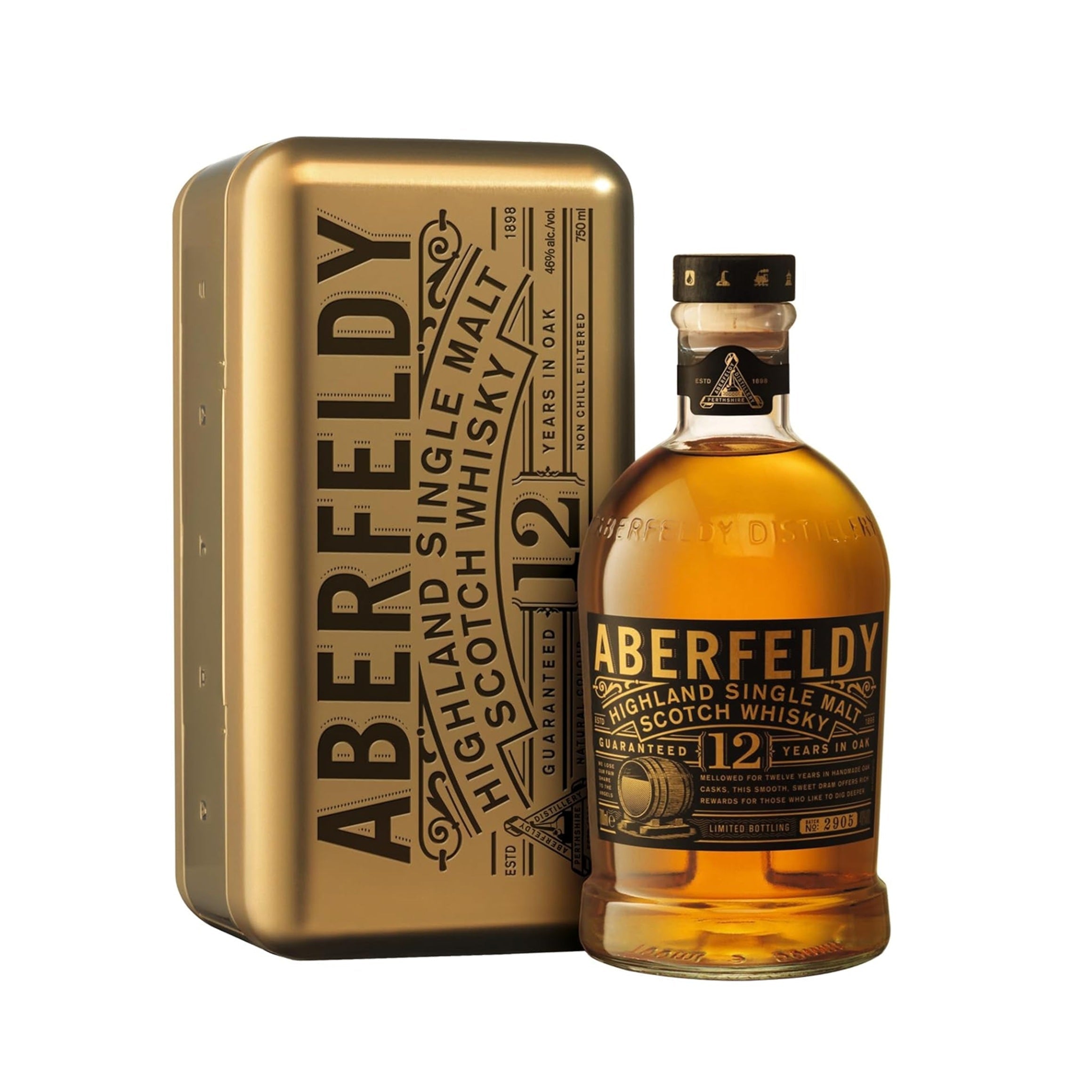 Aberfeldy 12 Year Old Gold Tin Edition Highland Single Malt Scotch Whi ...