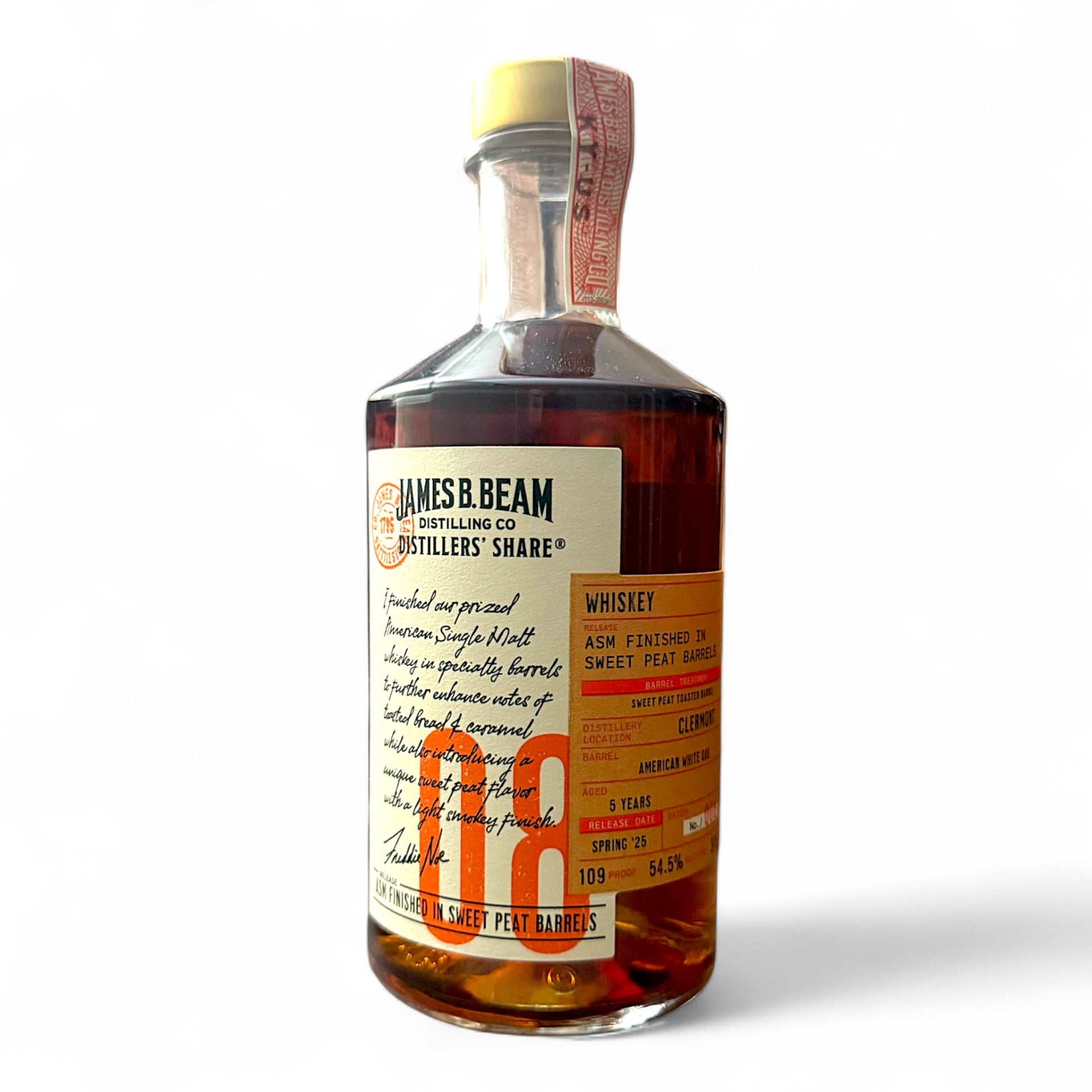 Jim Beam 5 Year Old American Single Malt Single Sweet Peat Toasted Bar ...
