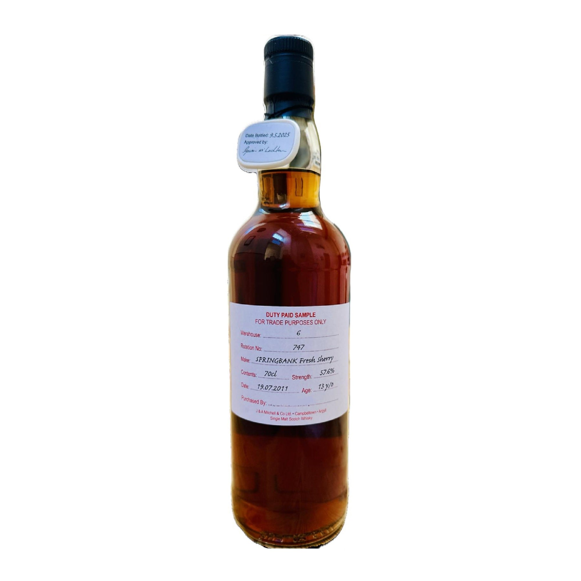 Springbank 13 Year Old 2011 Fresh Sherry Single Cask #747 Cage Bottle ...